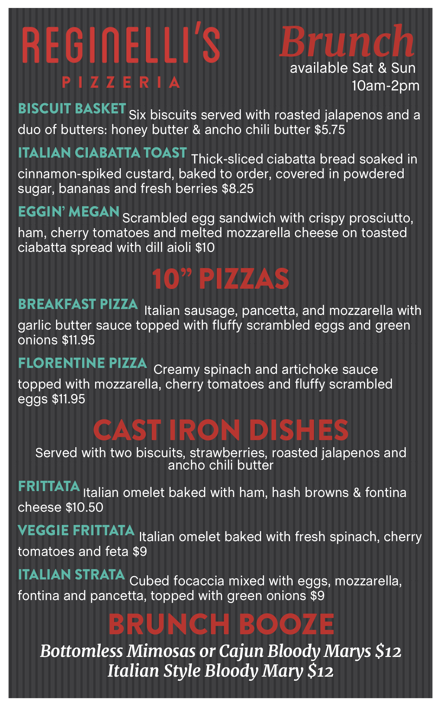Reginelli's Pizzeria | Menus