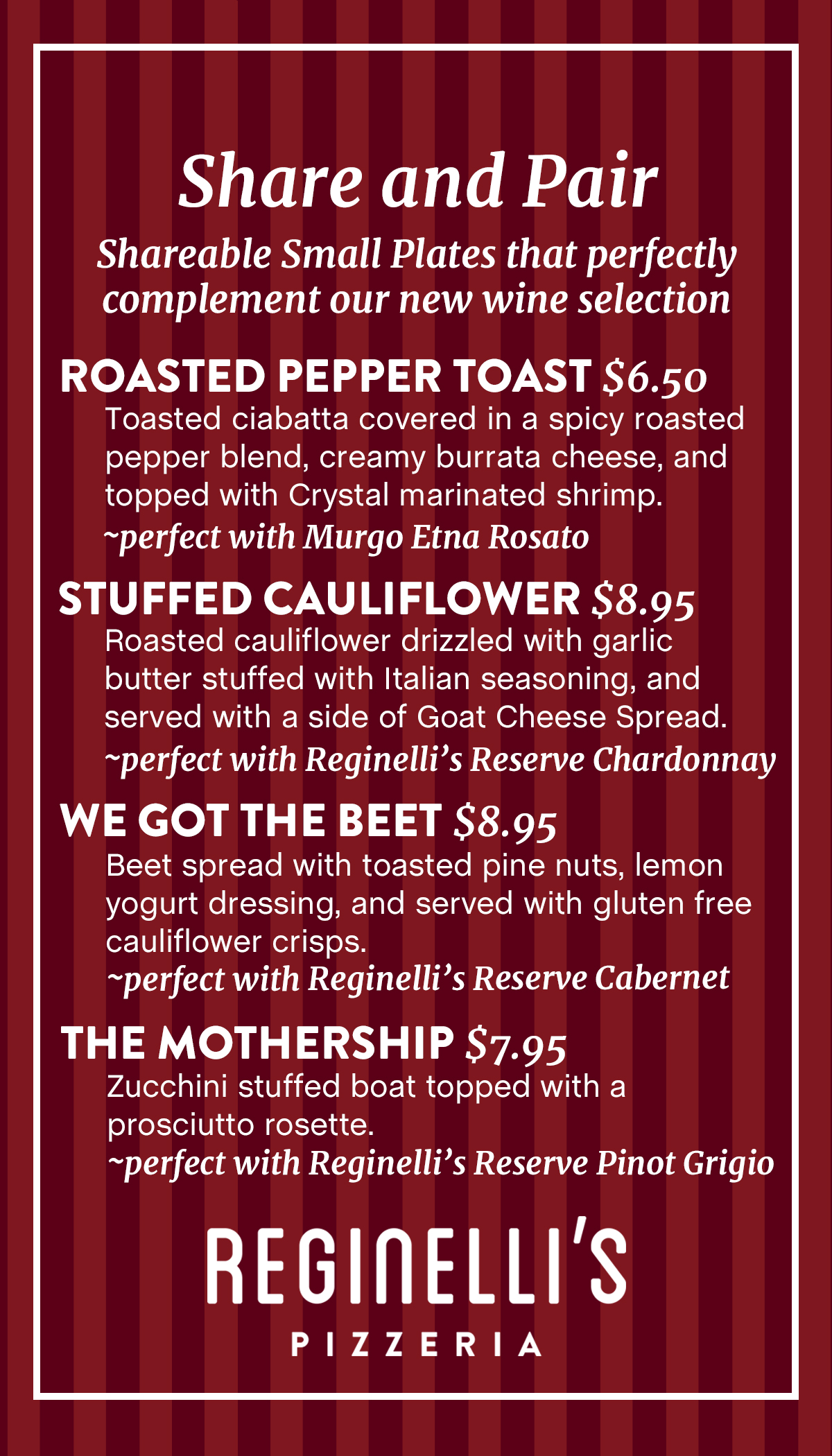 Reginelli's Pizzeria | Menus